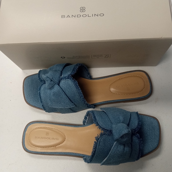 Bandolino | Shoes | Nib Bandolino Womens Denim Blue Slide Sandals Size ...